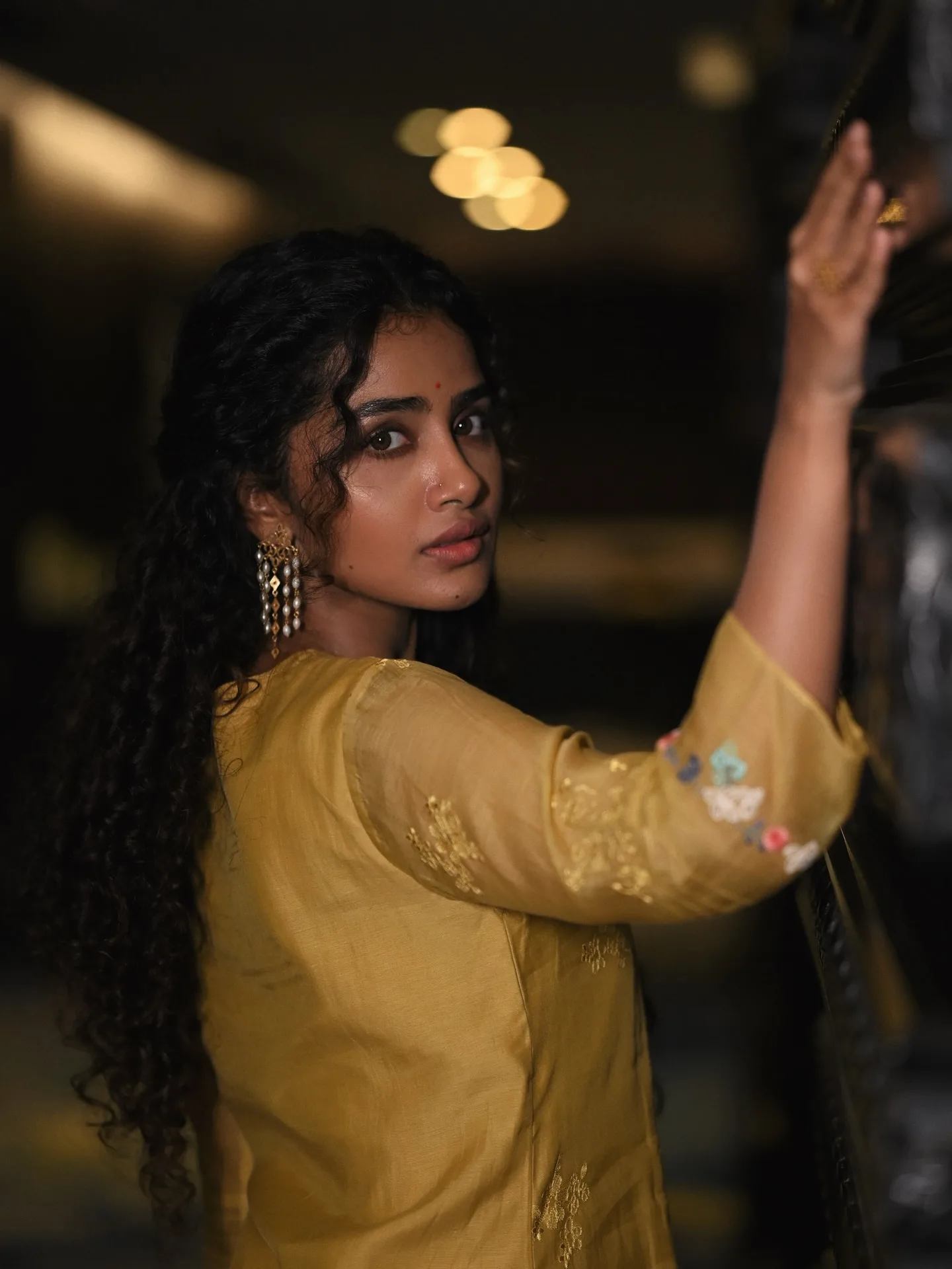 anupama parameswaran in golden colour churidar design photos-002 ...